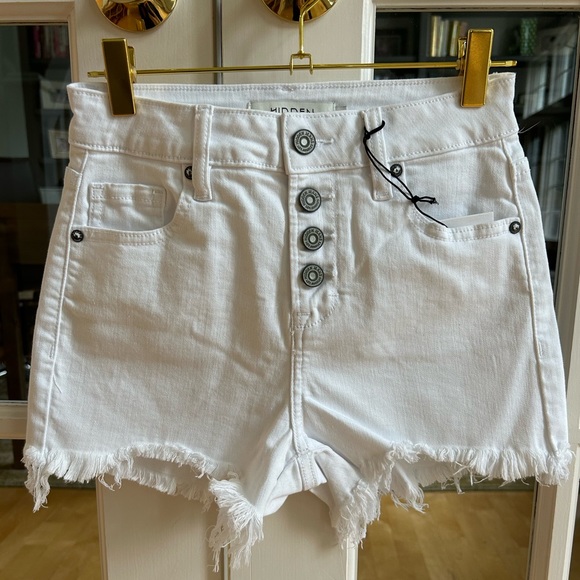 Hidden Jeans | Shorts | Nwt White Button Fly Denim Jean Shorts | Poshmark